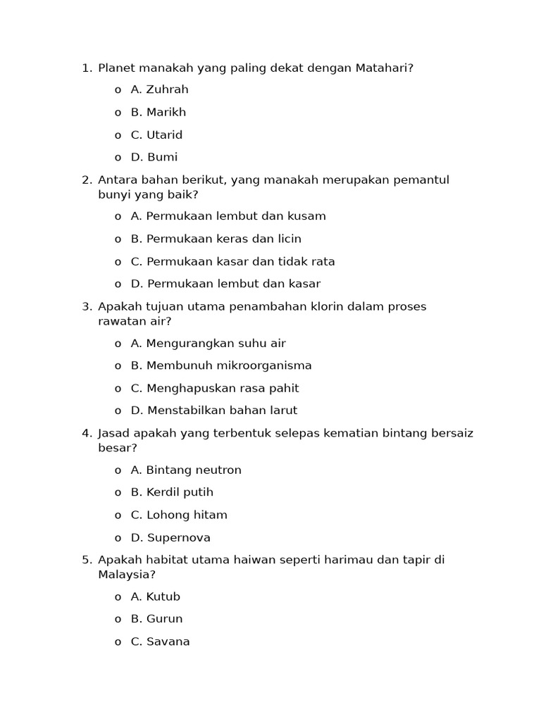 Sains T2 - Soalan Klon Latihan Bah A | PDF