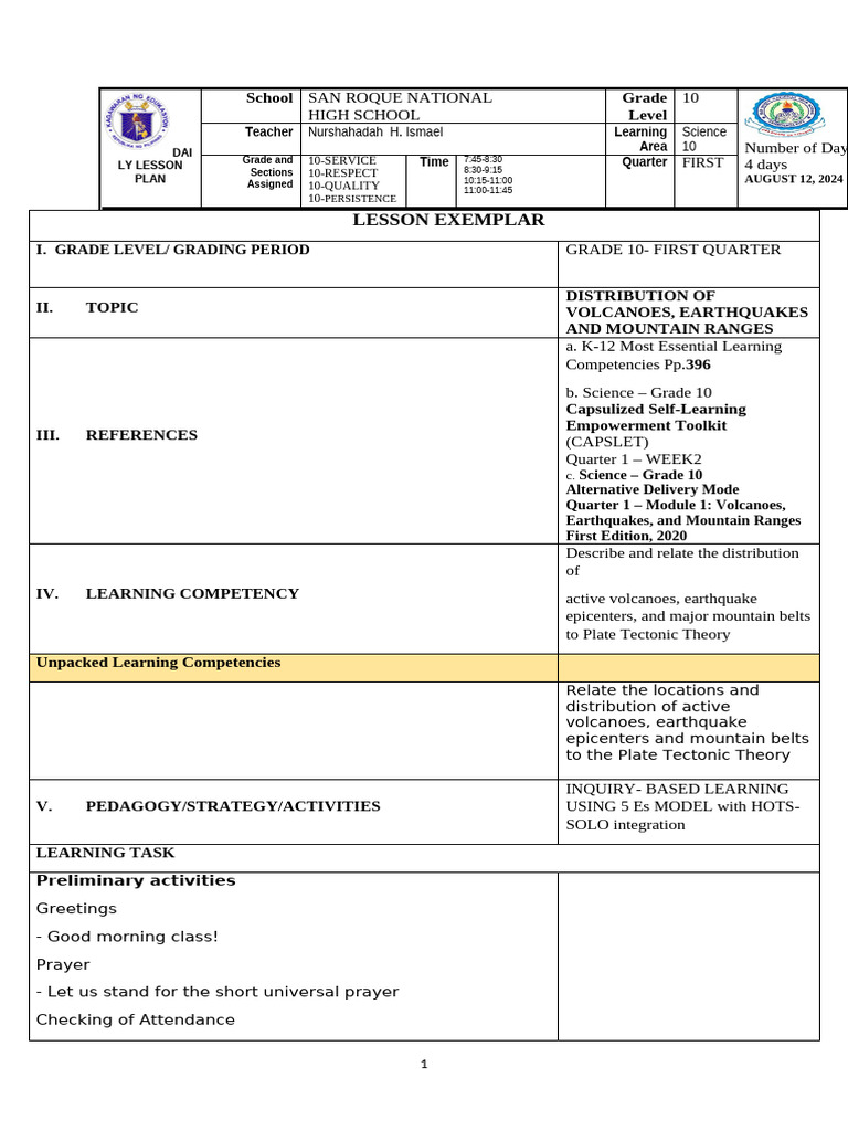 G10 - Q1B - M1 3 Relationship Av Ee MR | PDF | Plate Tectonics ...