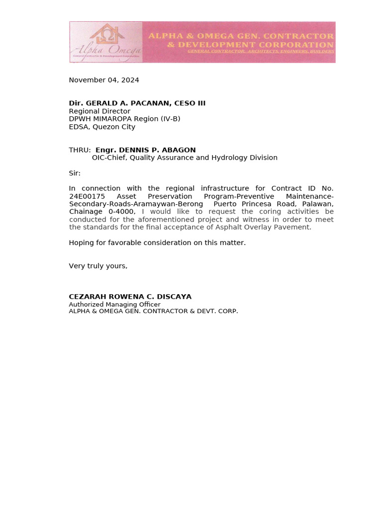 Coring Letter 24-175 | PDF