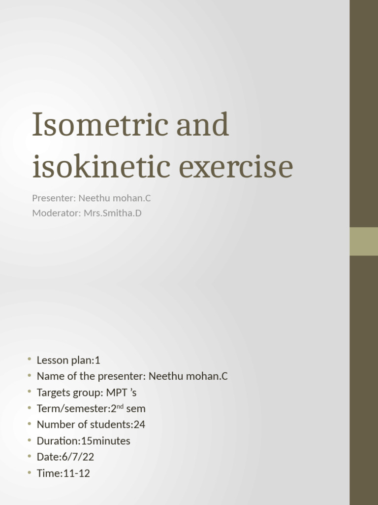 Isometric and Isokinetic Exercise | PDF | Muscle Contraction | Strength ...