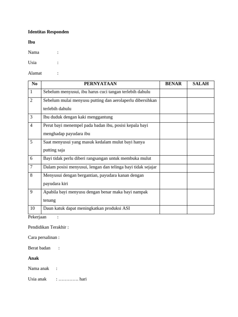 Kuisioner Terbaru Ayu | PDF