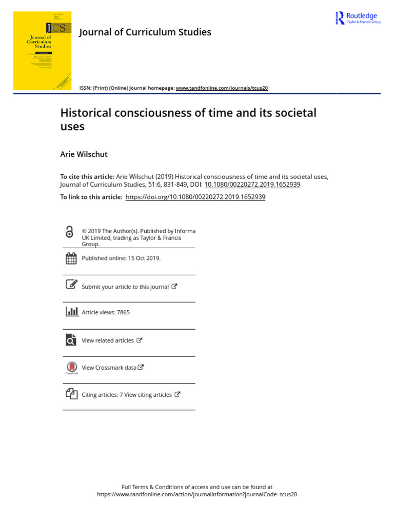 Historical Consciousness of Time and Its Societal Uses | PDF | Time ...