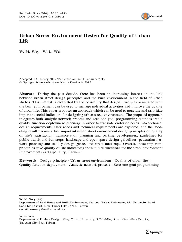 Urban Street Design for Urban Life Quality | PDF | Matrix (Mathematics ...