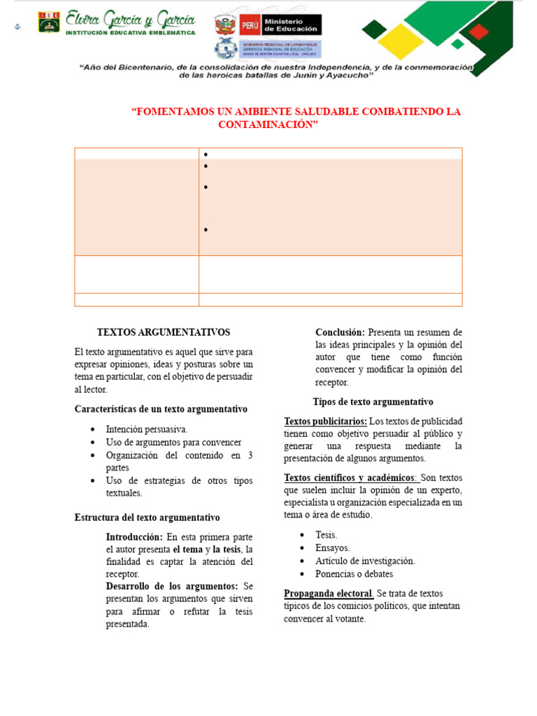 La Contaminación Ambiental TEXTO ARGUMENTATIVO | PDF | Contaminación ...