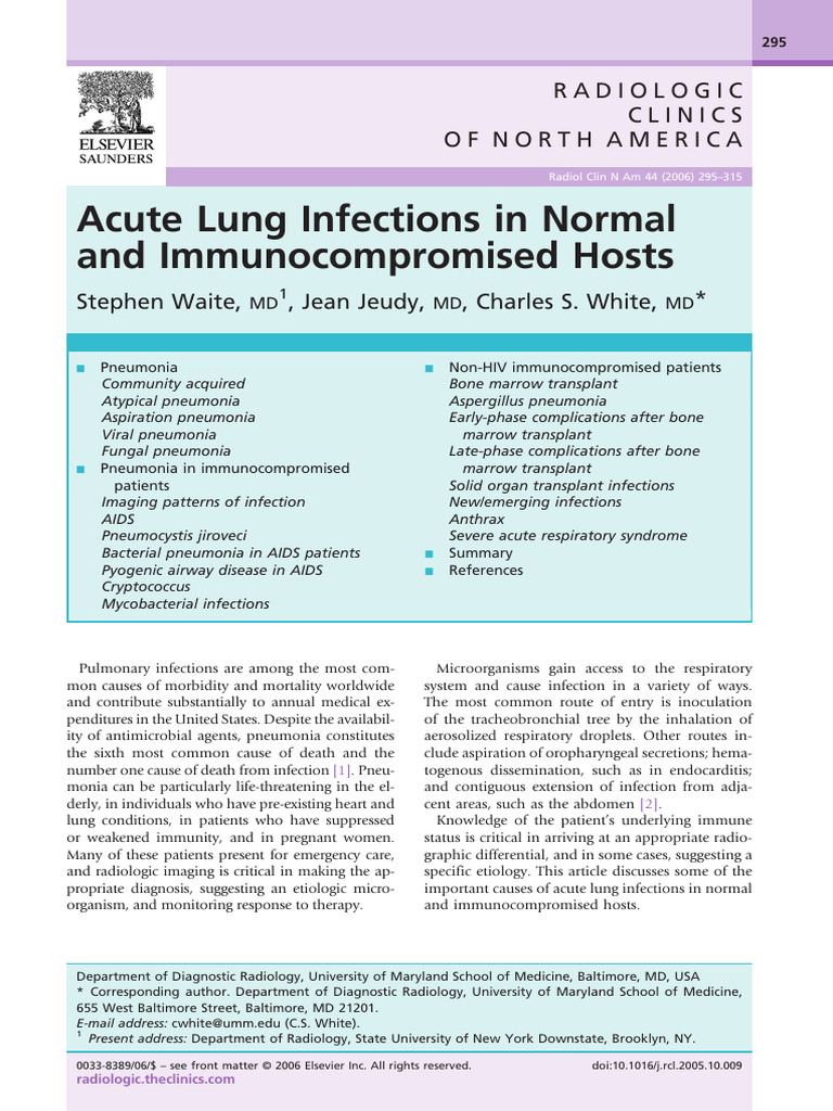 Infecciones Pulmonares Agudas en Pacientes Sanos e Inmunocomprometidos ...