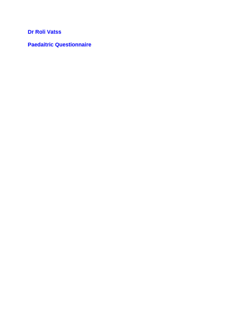 Pediatric Questionnaire for Child Assessment | PDF | Medical ...