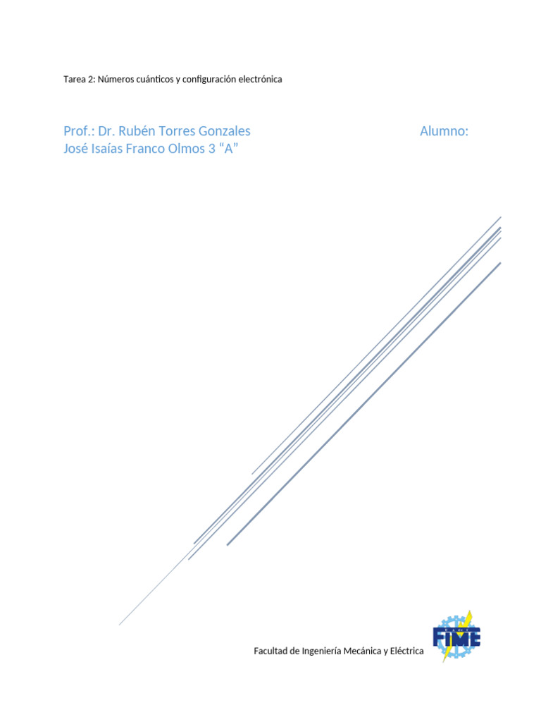 Tarea 2 - EyP | PDF | Configuración electronica | Ciencias fisicas