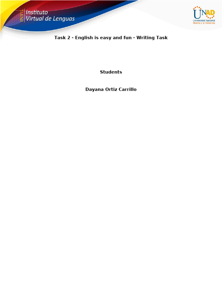 Task 2 - English Is Easy and Fun - Writing Task | PDF