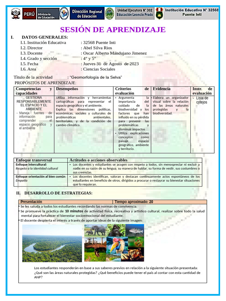 Sesion 07 2° DPCC 4° y 5° CC - Ss | PDF | Biodiversidad | Familia