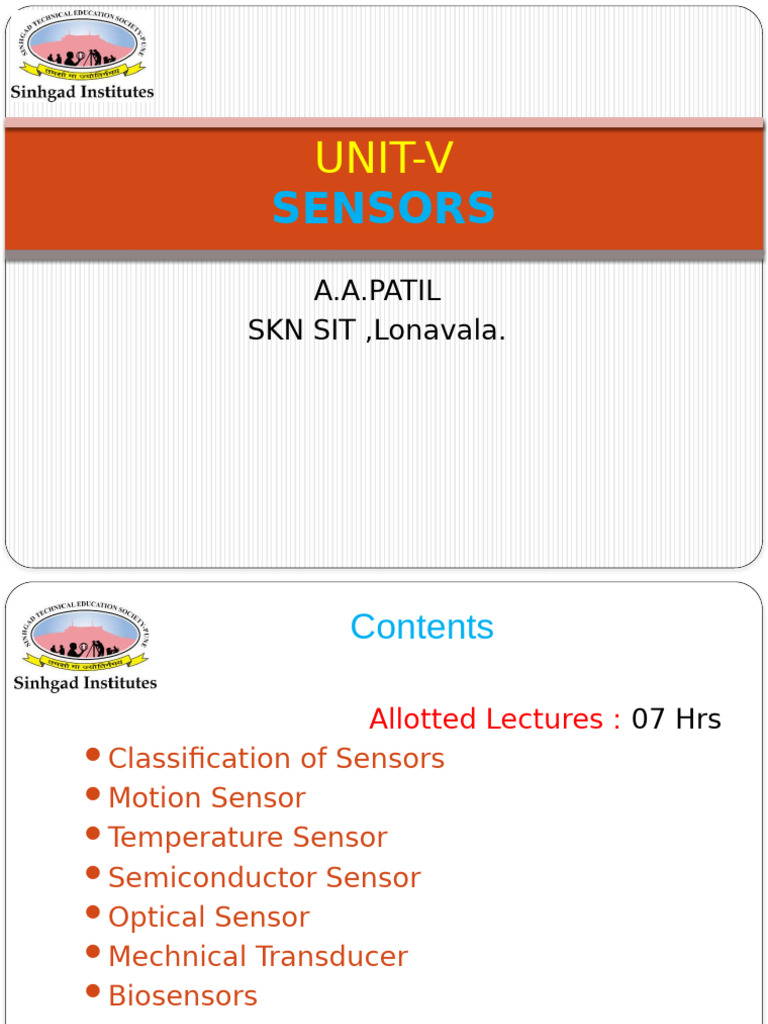 Unit 5 Sensors | PDF | Accelerometer | Thermocouple