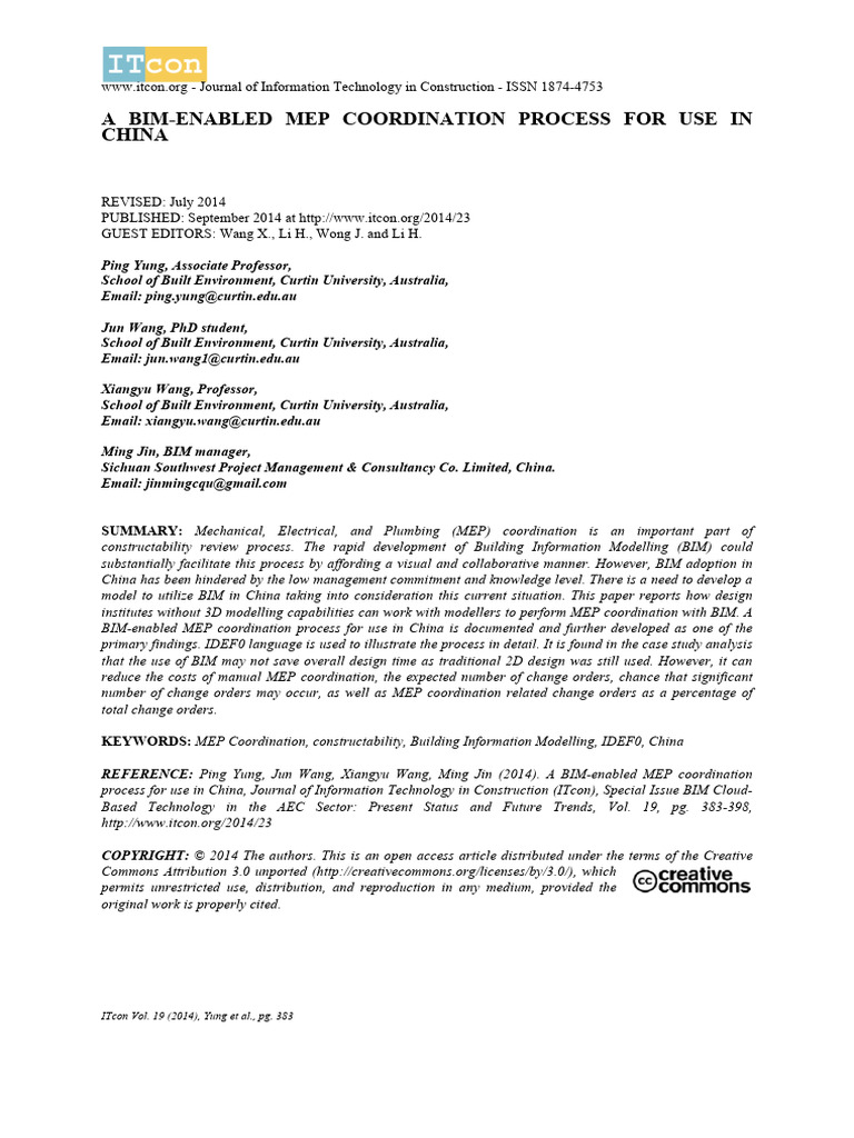 A Bim-Enabled Mep Coordination Process For Use in | PDF | Building Information Modeling ...