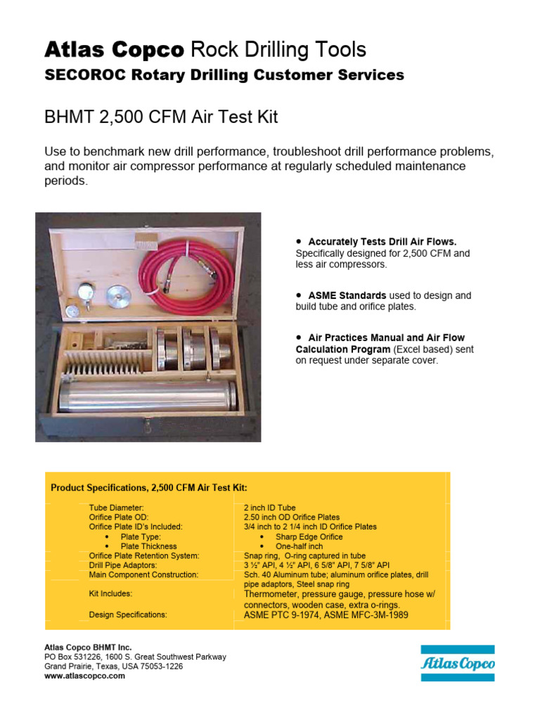 2,500 CFM Air Test Kit Overview | PDF