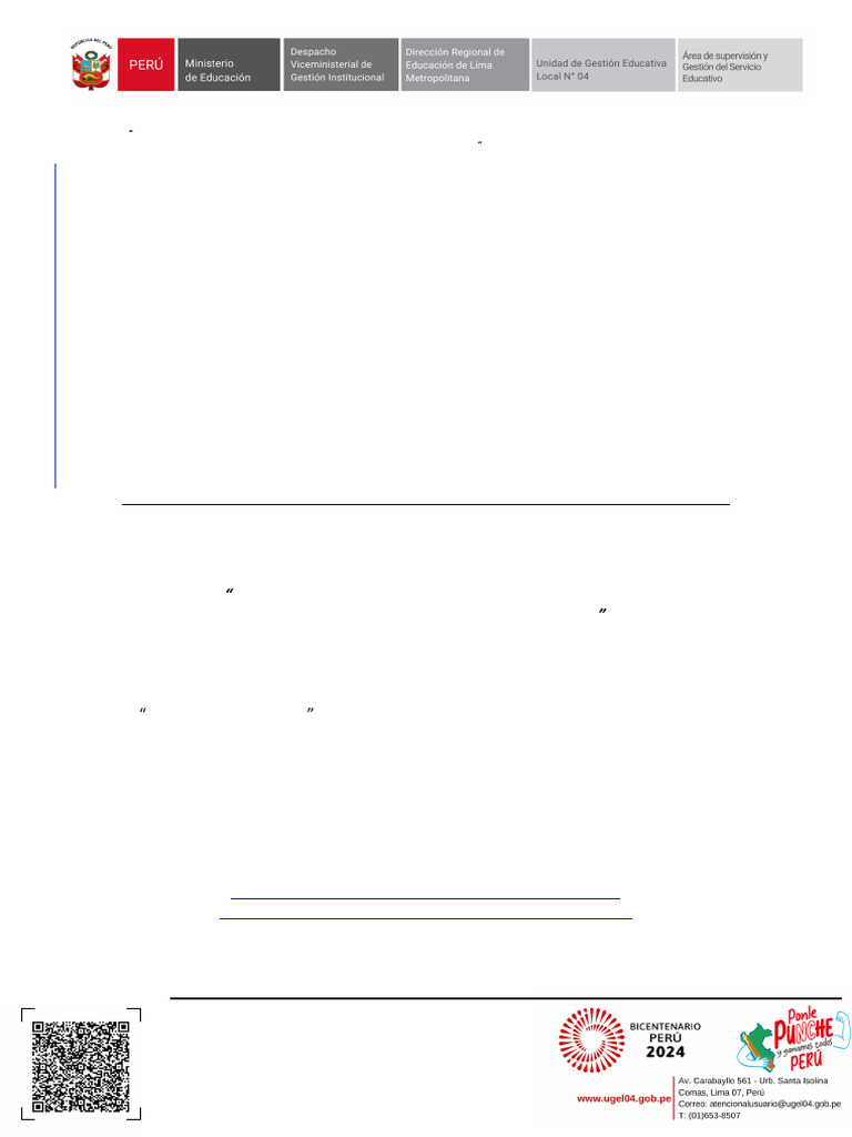 Esie2024-Int-0560978 - Oficio - Multiple-00127-2024-Minedu-Vmgi-Drelm-Ugel04-Dir-Asgese | PDF | Lima