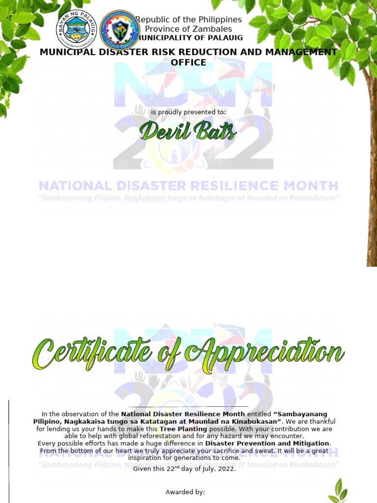 Certificate Tree Planting | PDF