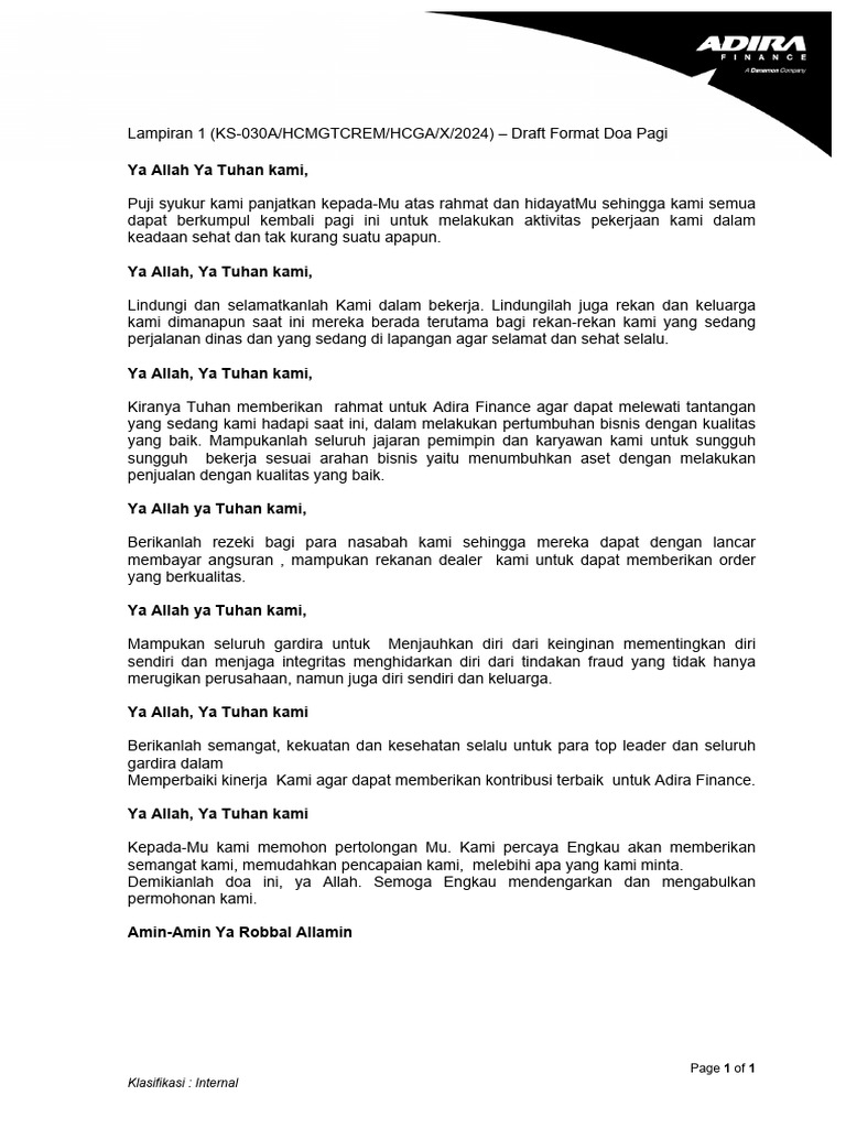 Lampiran 1 - Draft Format Doa Pagi | PDF