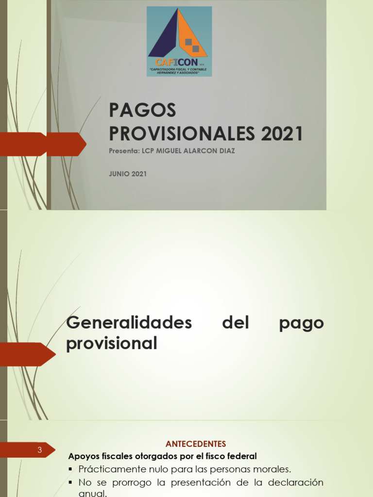 Pagos Provisionales 2021 | PDF | Impuesto sobre la renta | Pagos