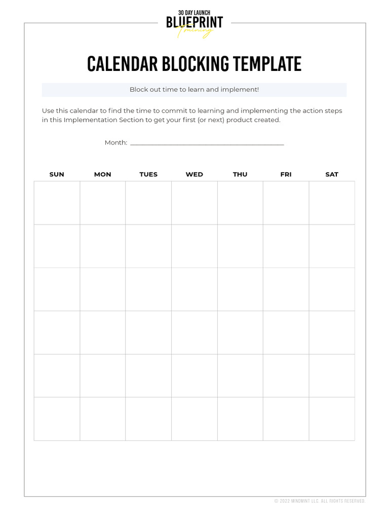 30DLBT - Calendar Blocking Template | PDF