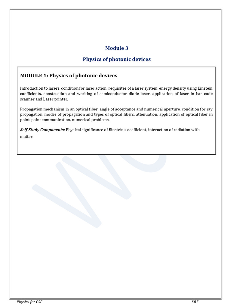 Module 3 - Bphys102 - Cse F & G | PDF | Laser | Optical Fiber