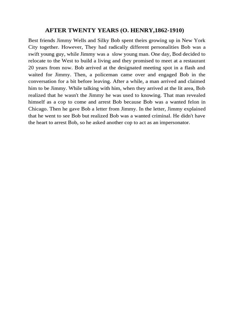 Summary - After Twenty Years - Group1 | PDF