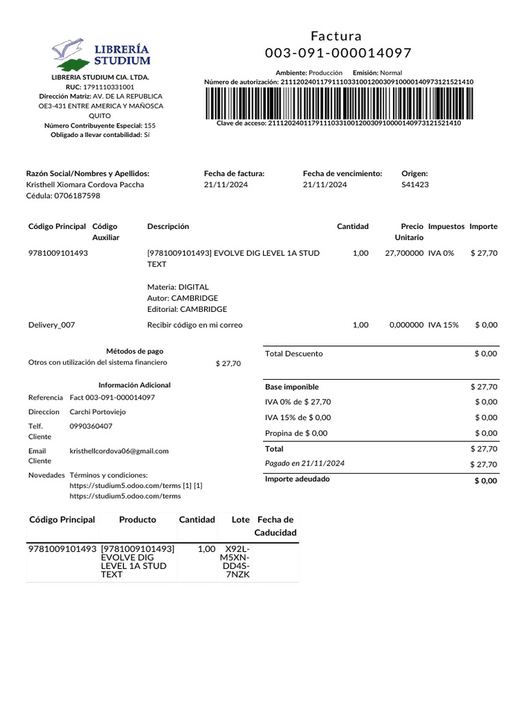 Invoice - Fact 003-091-000014097 | PDF | Dinero | Business