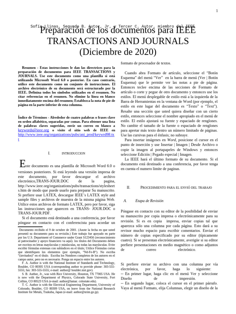 Guía para preparar documentos IEEE | PDF | Microsoft Word | Archivo de ...
