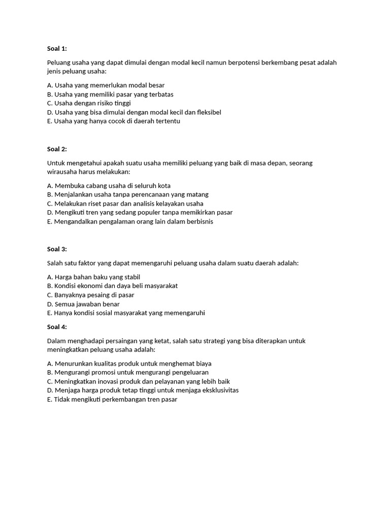 Soal Kisi - Kisi Mapel PKK | PDF