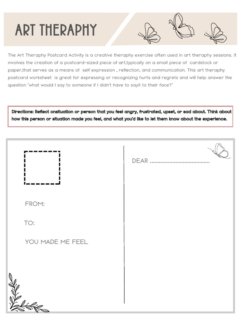 Art Therapy Postcard Activity Guide | PDF | Art Therapy | Psychotherapy