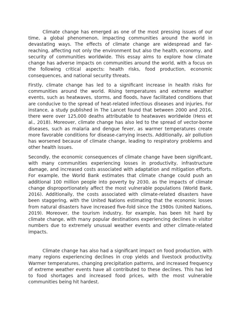 English Essay Writing | PDF | Climate Change | Extreme Weather