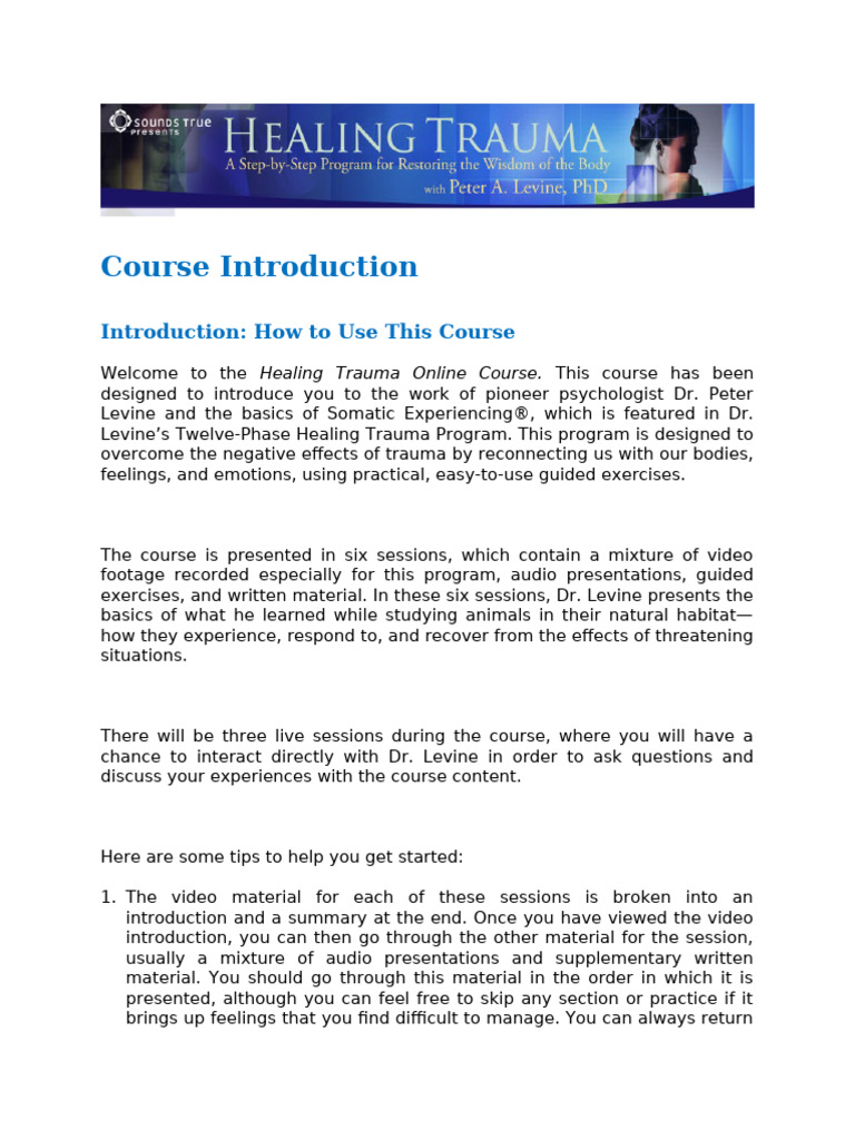 Course Introduction - How To Use This Course | PDF | Psychological ...