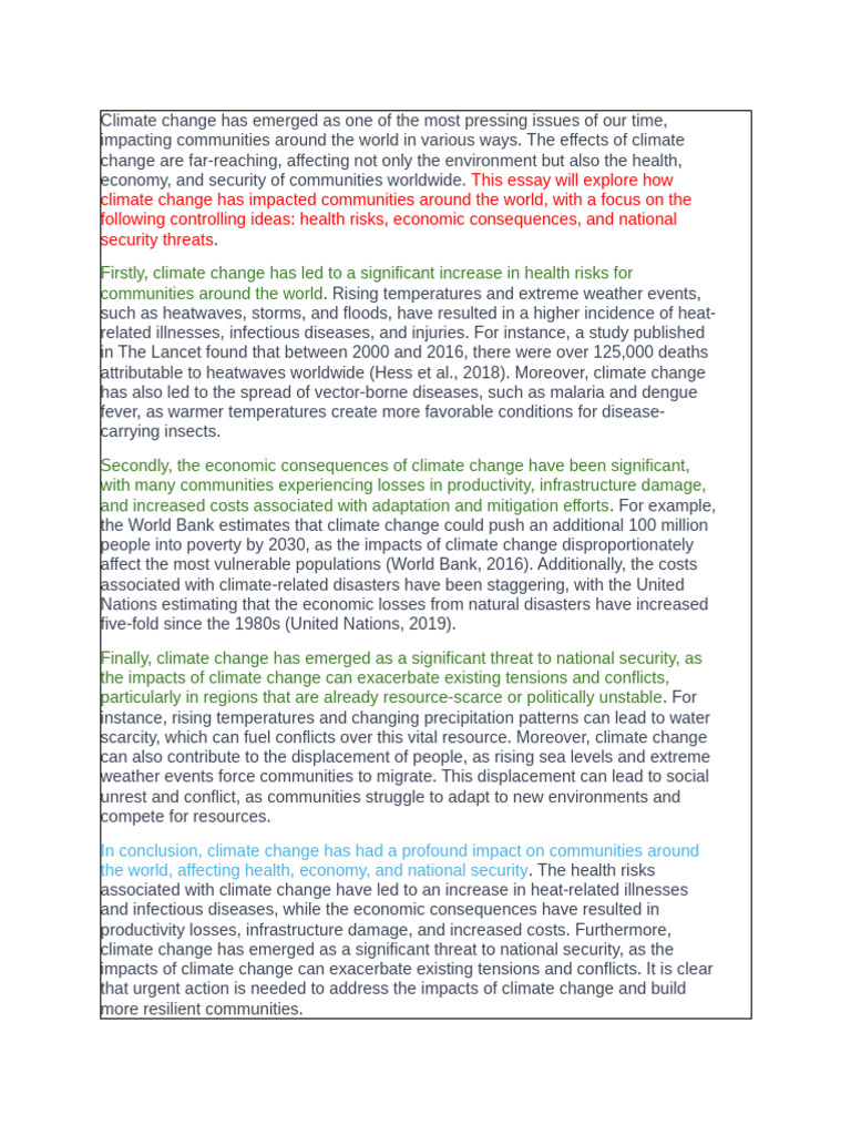 English Essay Writing Example | PDF | Climate Change | Change