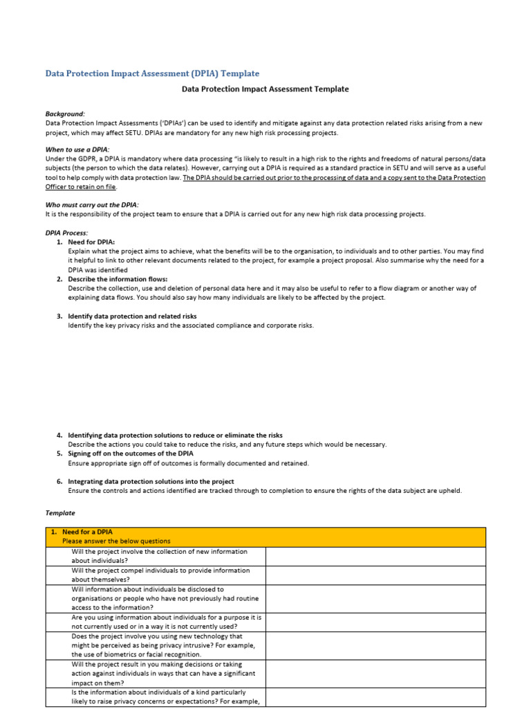 Data Protection Impact Assessment | PDF | Risk | Information Privacy