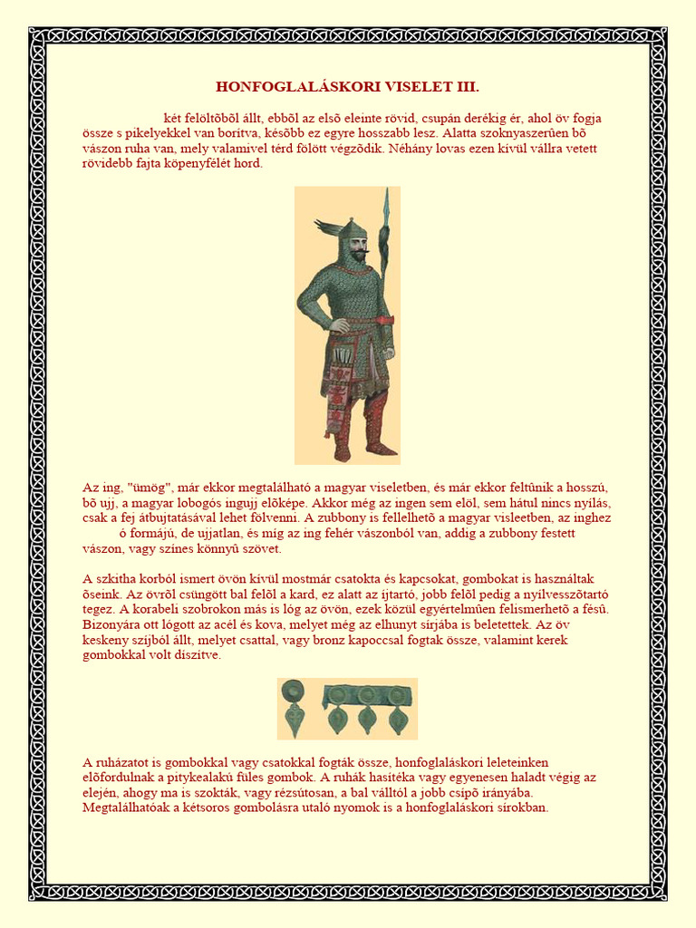 Honfoglalaskori Viselet | PDF