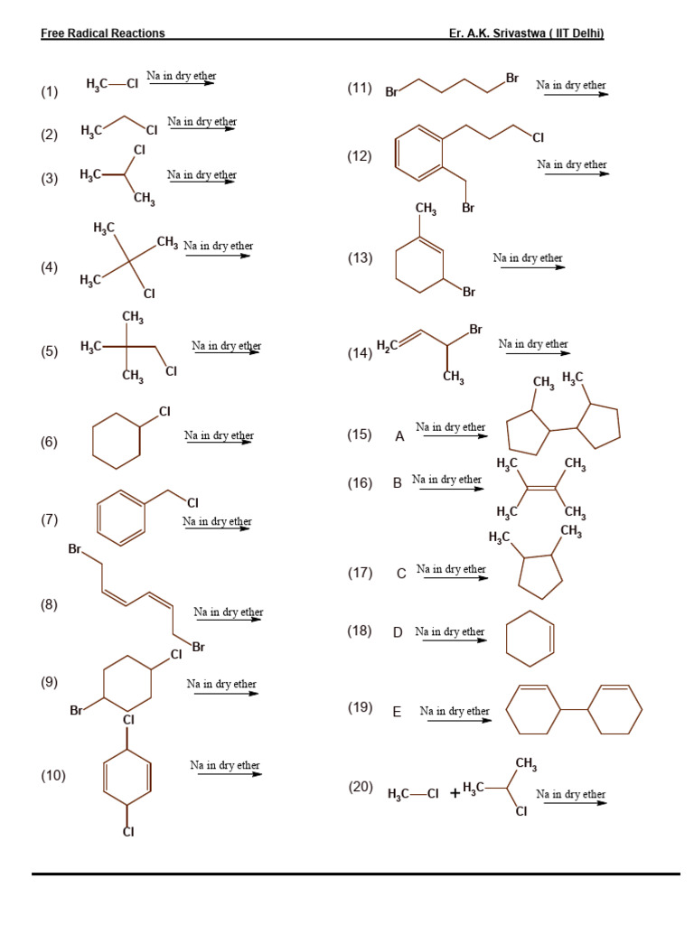 Abhyas 11 Free Radical Reactions-1 Wurtz Reaction+ Kolbes Electrolytic ...