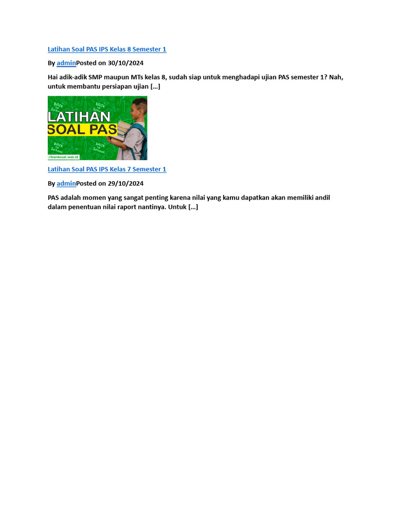 Latihan Soal PAS IPS Kelas 8 Semester 1 | PDF