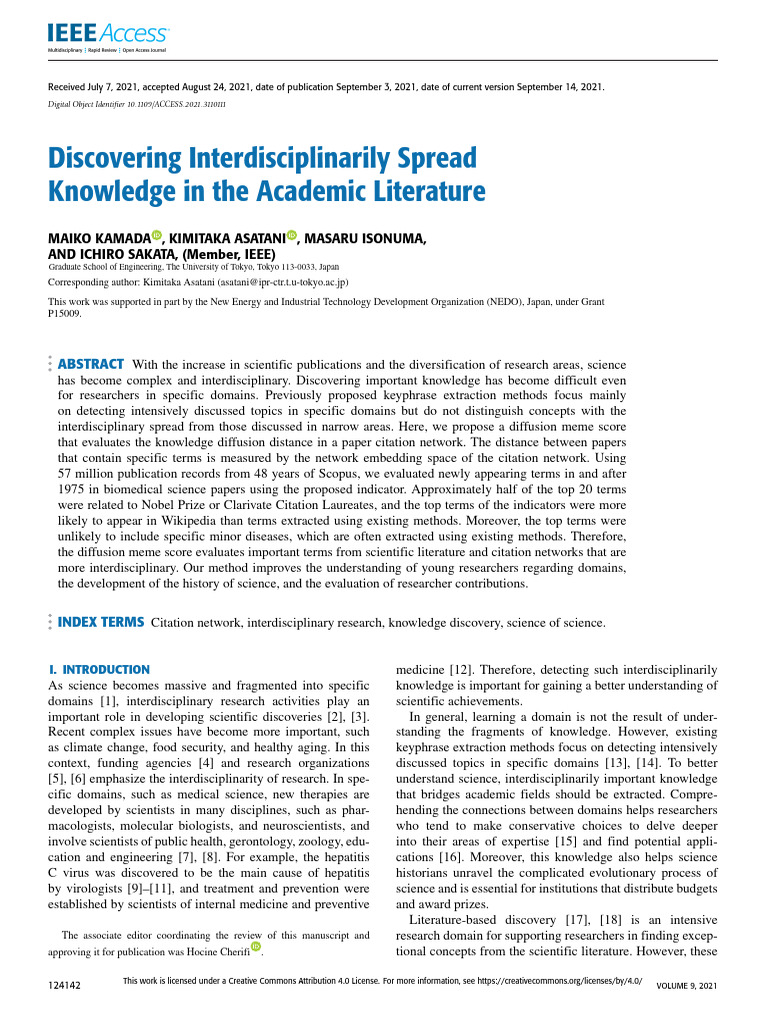 Discovering Interdisciplinarily Spread Knowledge in The Academic Literature | PDF ...
