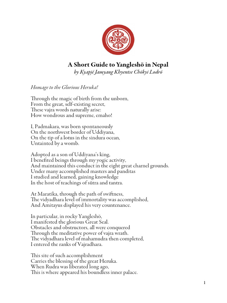 A Short Guide To Yanglesho English | PDF | Vajrayana | Mahamudra