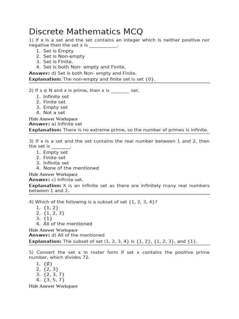 Discrete Mathematics MCQ | PDF | Odds | Probability And Statistics