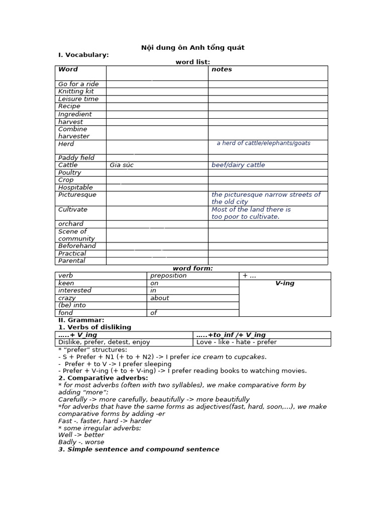 N I Dung Ôn Anh T NG Quát | PDF