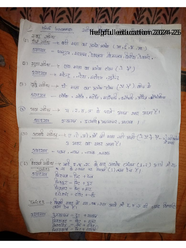 Sandhi, Samash, Pratya Upsarg, Bibhakti Bachan 2024-25 | PDF