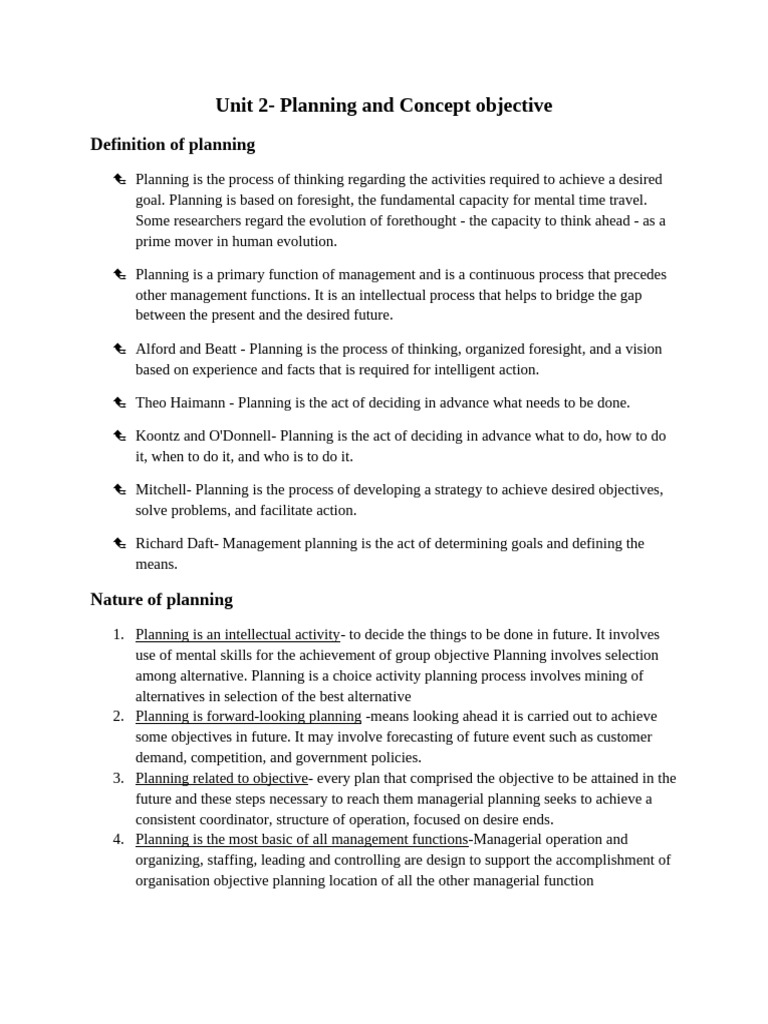Unit 2 | PDF | Planning | Goal