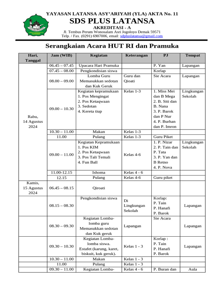 Rangkaian Acara HUT 79 | PDF