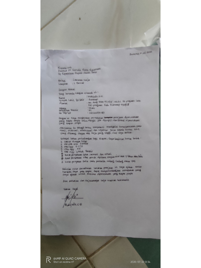 Berkas Lamaran Ori | PDF