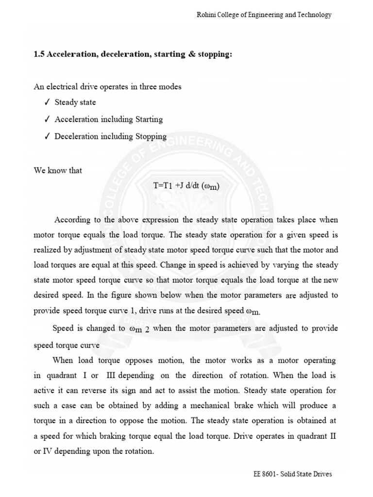 Acceleration Deceleration Starting Stopping Pdf Acceleration
