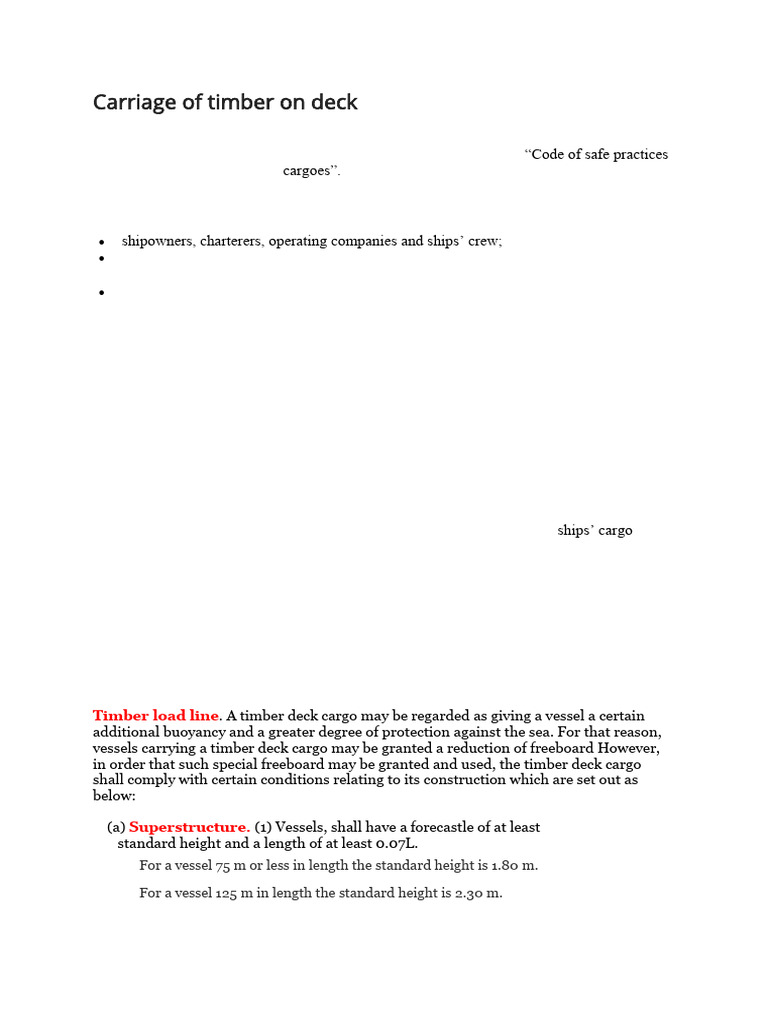 Timber Notes | PDF | Cargo | Ships