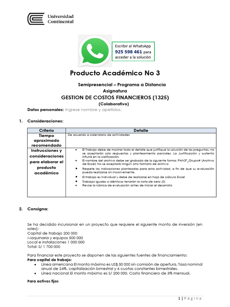 Pa3 - 202420b - Gestion de Costos Fin | PDF | Compartir (Finanzas) | Economias