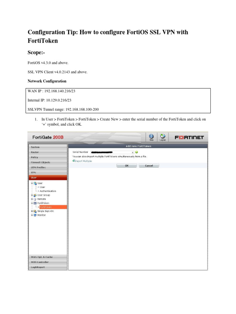 How To Configure FortiOS SSL VPN With FortiToken | PDF | Transport Layer Security | File ...