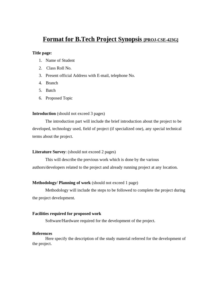 Synopsis Format | PDF