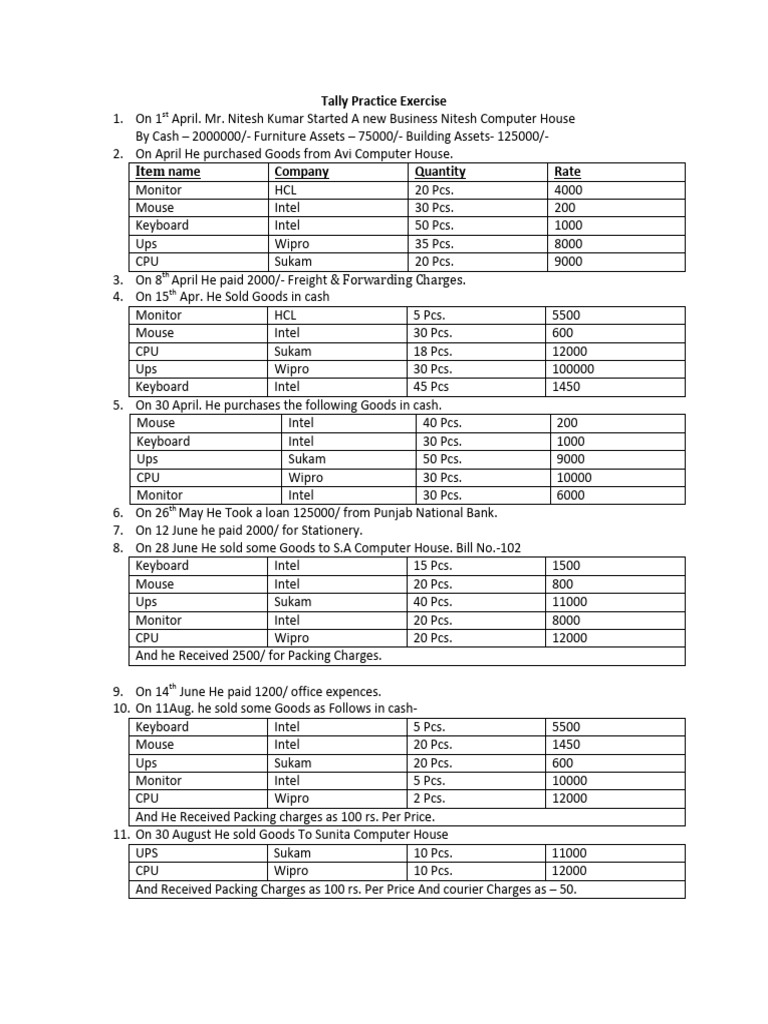 Tally Practice Exercise1 | PDF | Personal Computers | Computing