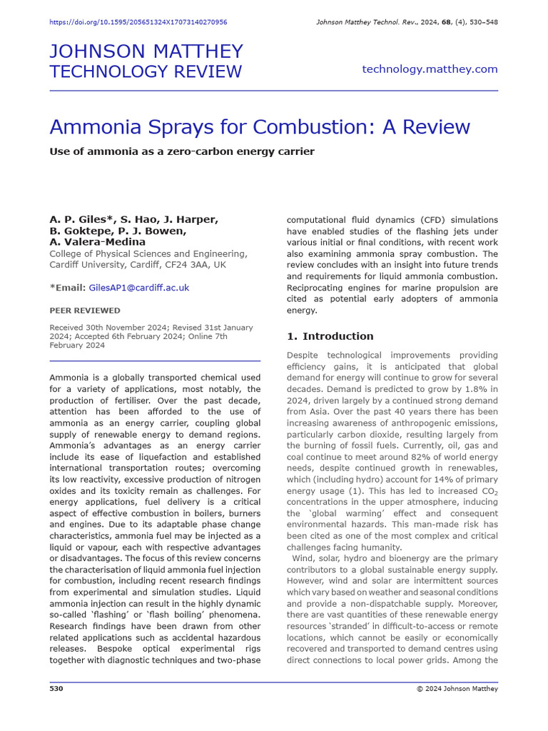 Ammonia Spray For Combustion | PDF | Combustion | Ammonia