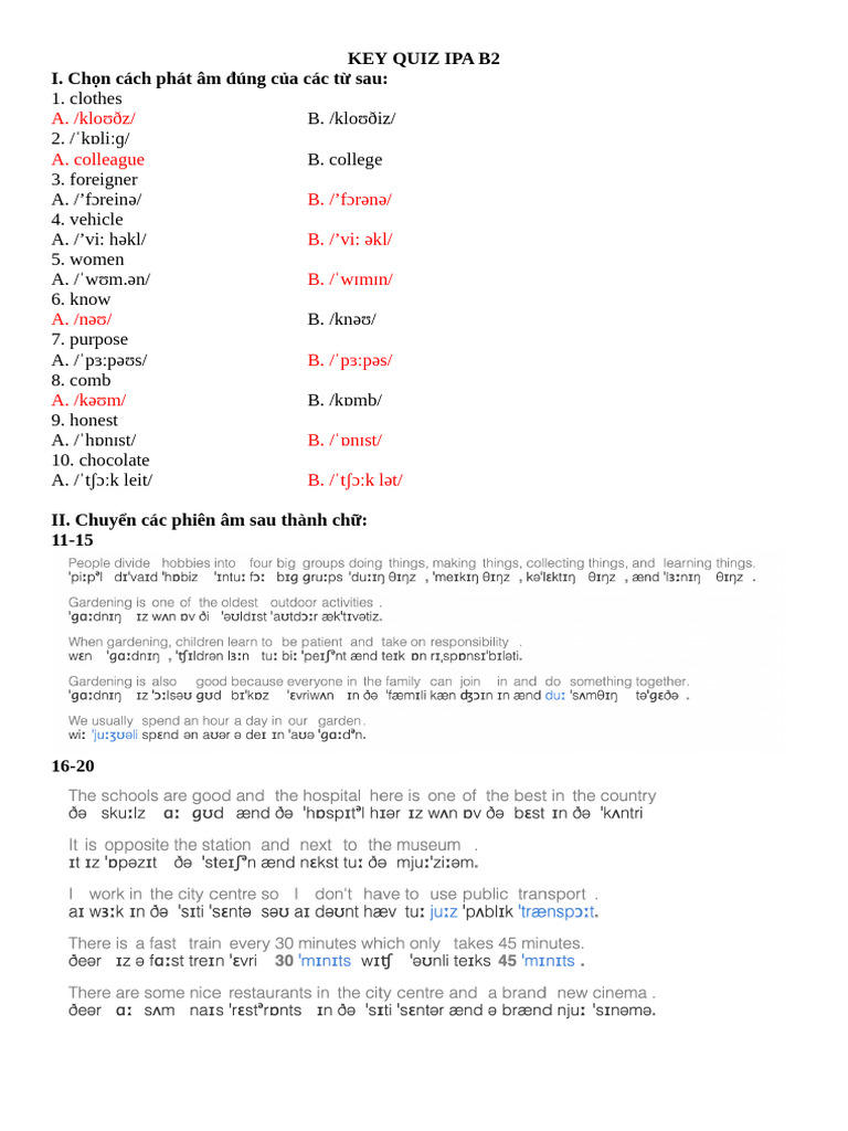 Key Quiz Ipa B2 | PDF